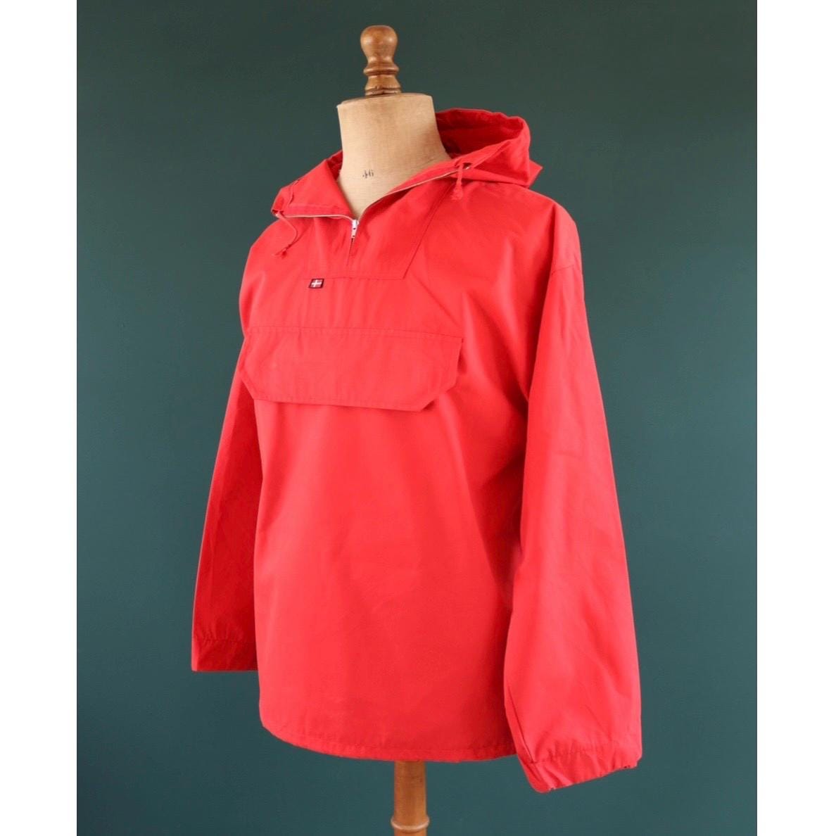 Vintage 1970s 80s red Danish smock - hiking anorak - 45” chest - for ...