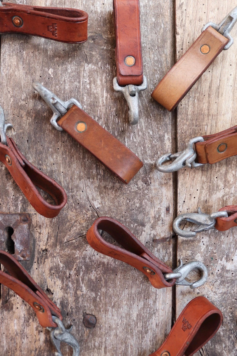 Vintage leather key fob - 1940s Swedish military carabiner - hand made ...